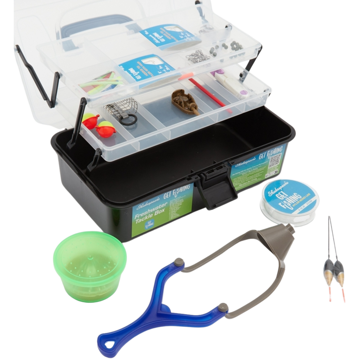 Shakespeare Get Fishing Freshwater Tackle Box + Assorted Terminal Tack ...