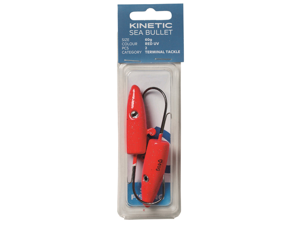 Kinetic Sea Bullet Jighead Lure (80g)(Red UV)(2 Pack) – Landers Outdoor ...